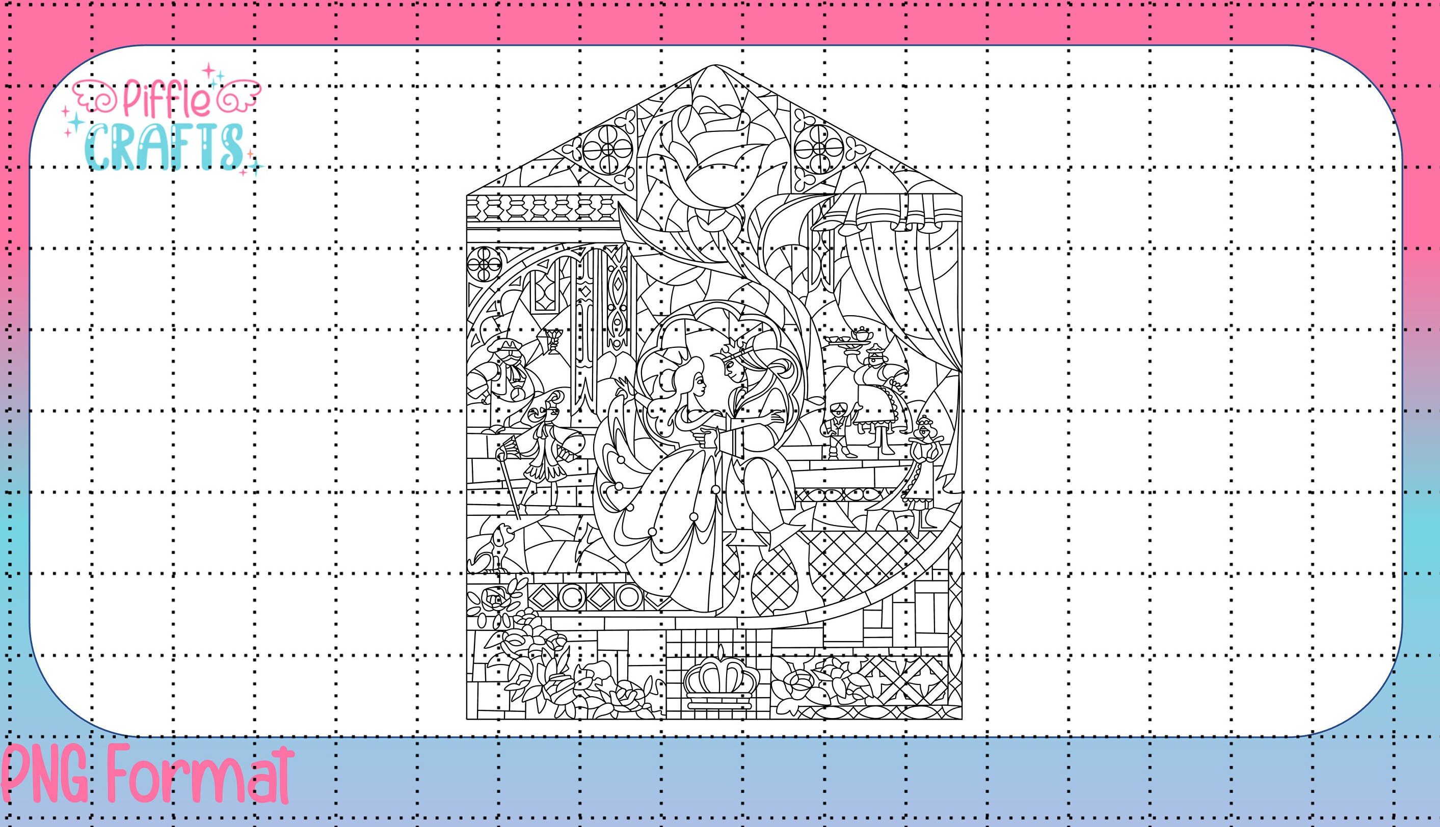 Beauty & the Beast Stained Glass PNG Belle Beast Finale - Etsy