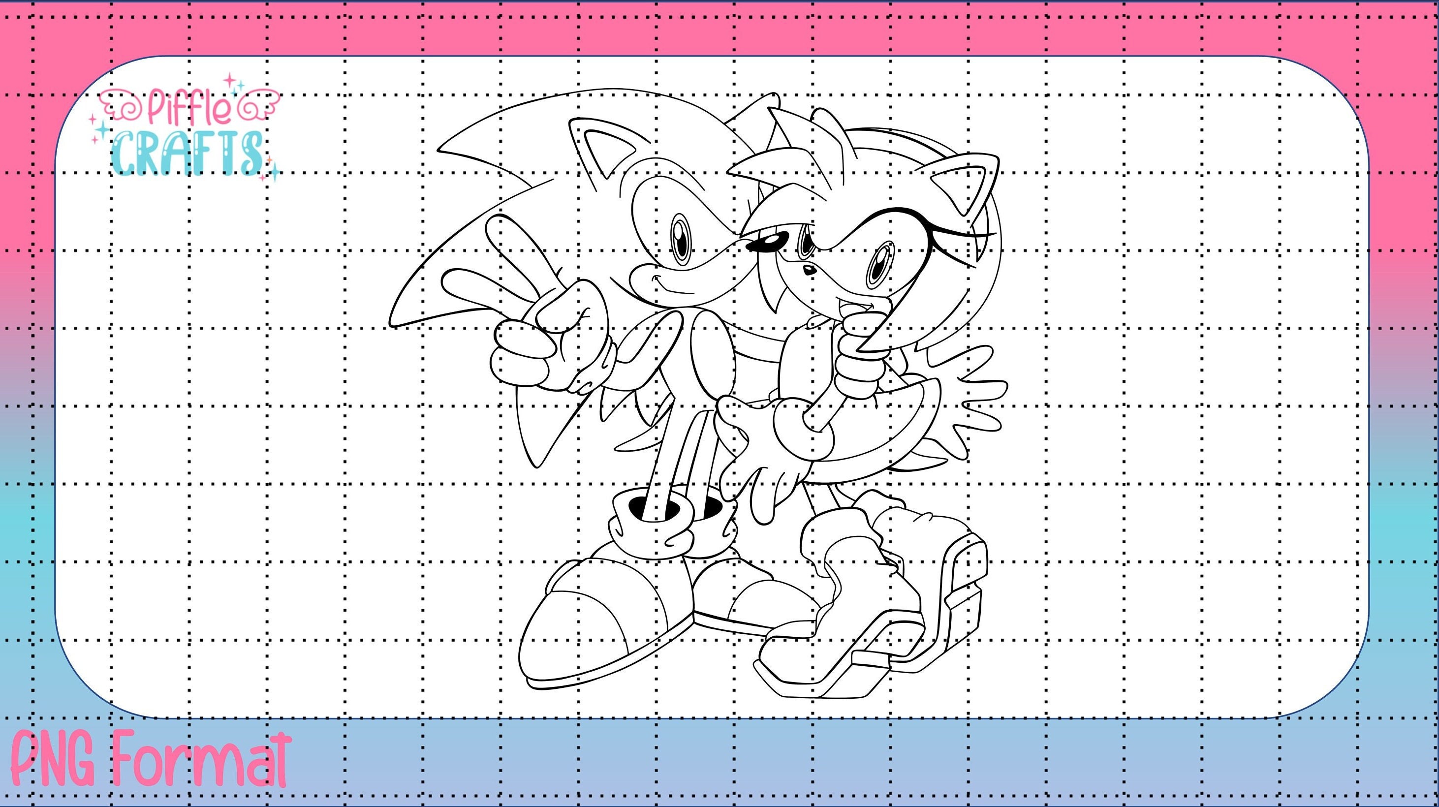Sonic the Hedgehog & Amy Rose PNG 4 Files Colour/outline - Etsy