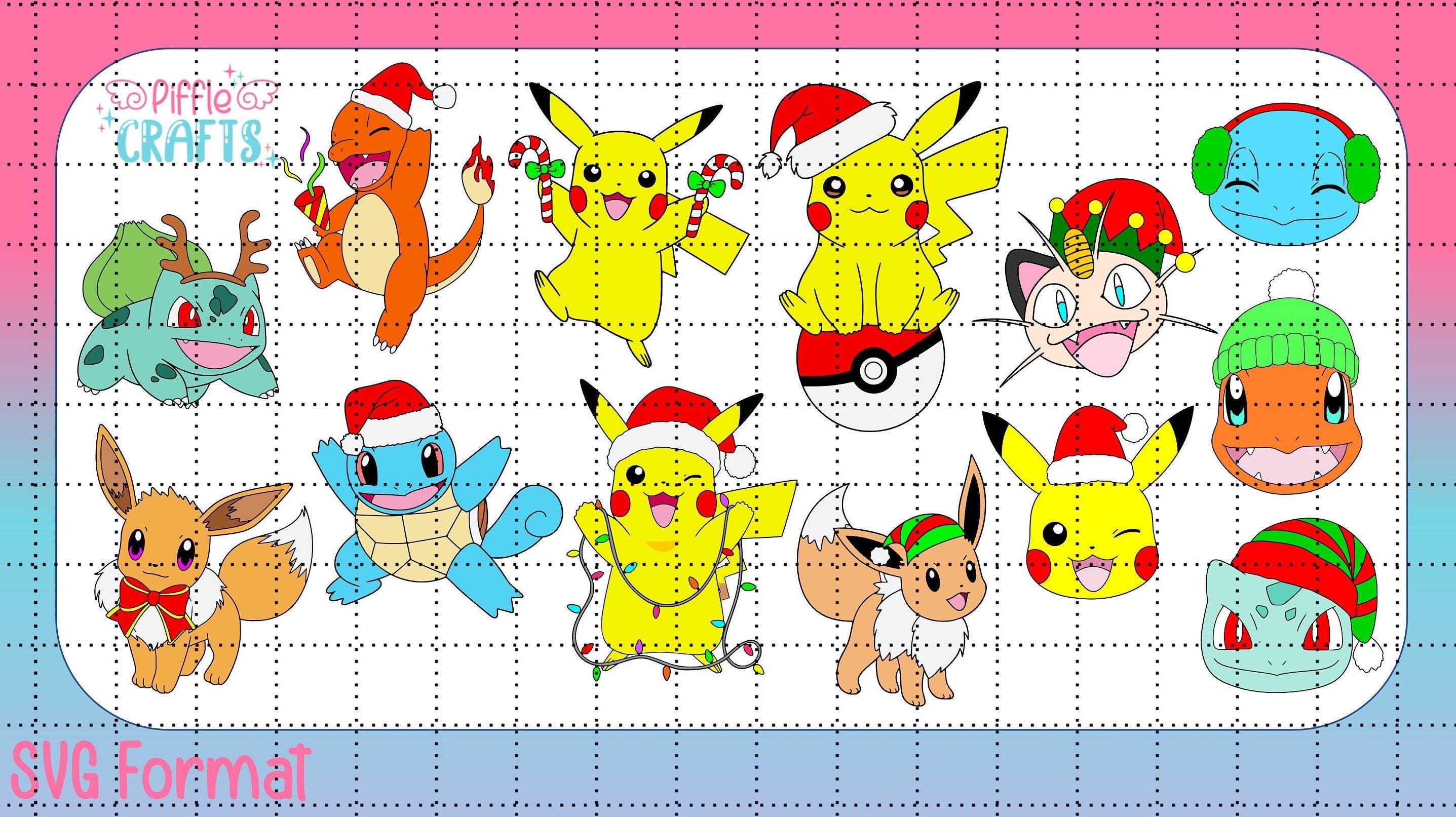 Christmas Pokemon Bundle Pocket Monster PNG & SVG Pikachu Meowth Eevee ...