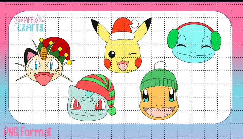 Christmas Pokemon Bundle Pocket Monster PNG Pikachu Meowth Evee ...