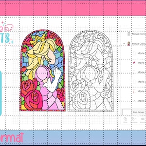 Princess Peach Stained Glass Window SVG/PNG Color/black & White Mario ...