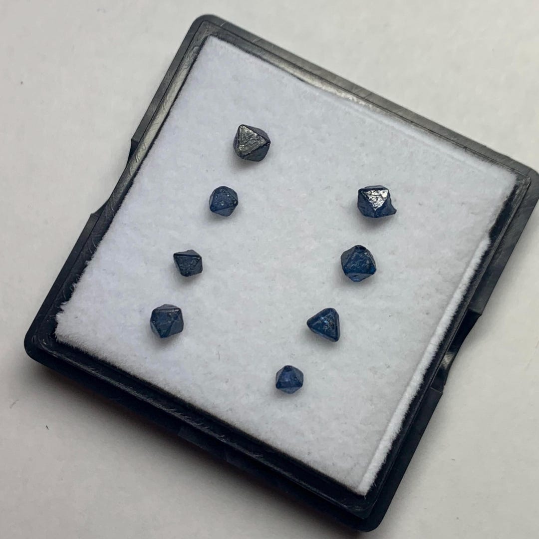 Blue Gahnospinel Crystals, Nigeria, 2.55 Carats, 8 Pieces, Rare Blue ...