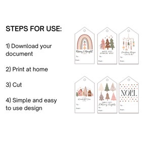 Boho Christmas Gift Tags, Boho Holiday Gift Tags, Set of 12 Boho ...