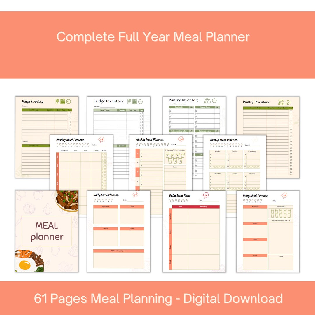 Meal Planner, Full Year Meal Planner, Thanksgiving Meal Plan, Christmas ...