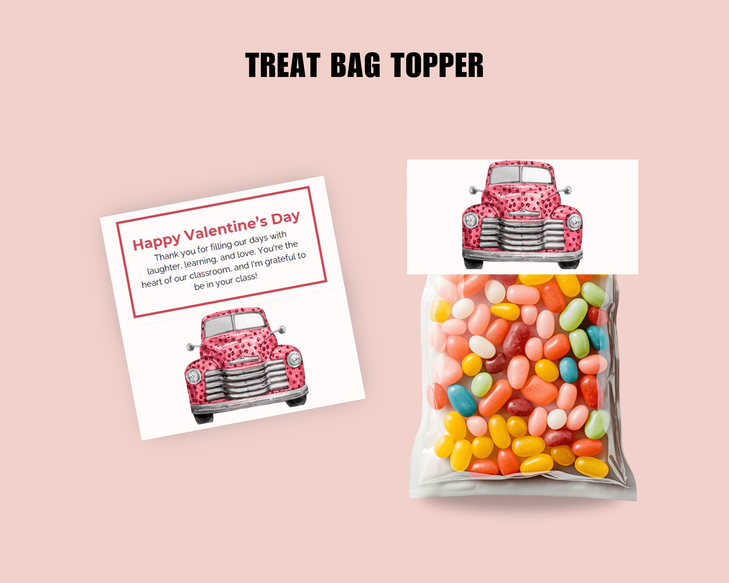 Valentine Treat Bag Topper for Do It Yourself Valentine's Day Card and ...