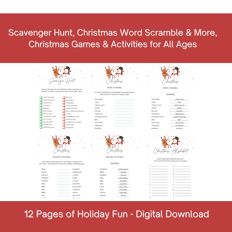 Printable Christmas Party Games for All Ages, Would You Rather, Elf ...