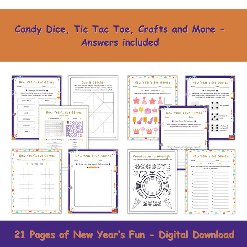 New Year's Eve Party Games and Activities for Kids, Candy Dice Game ...