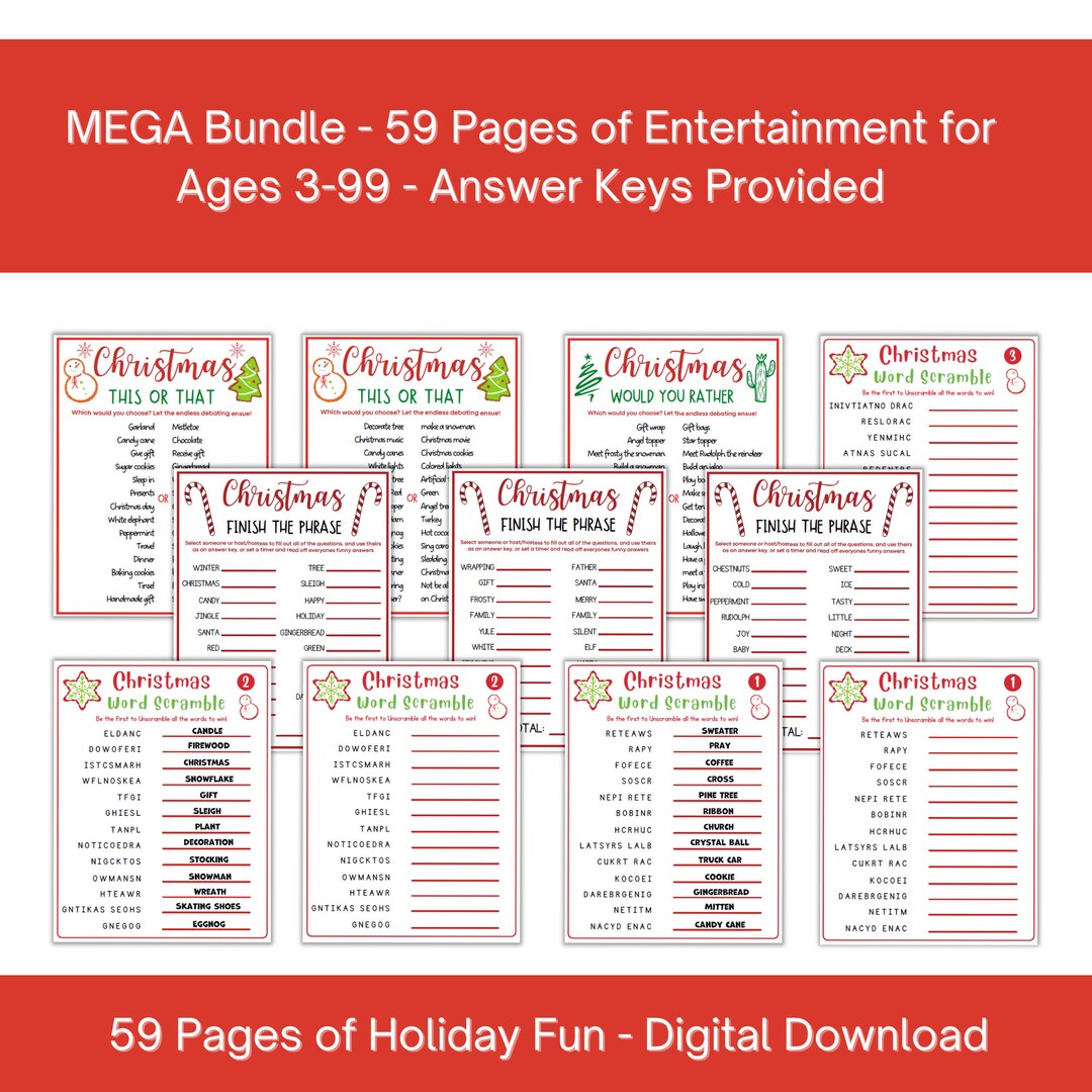 MEGA Bundle Printable Christmas Activities and Games, Printable ...