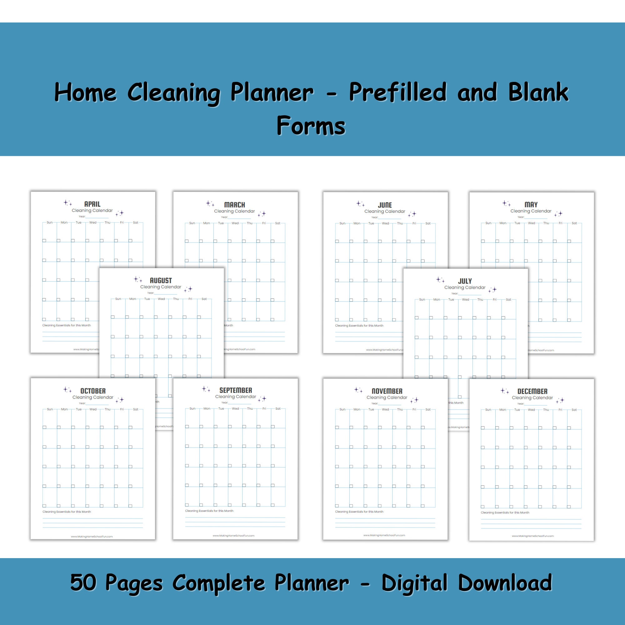 Ultimate Full Year Home Cleaning Planner Mega Bundle, Complete Cleaning ...