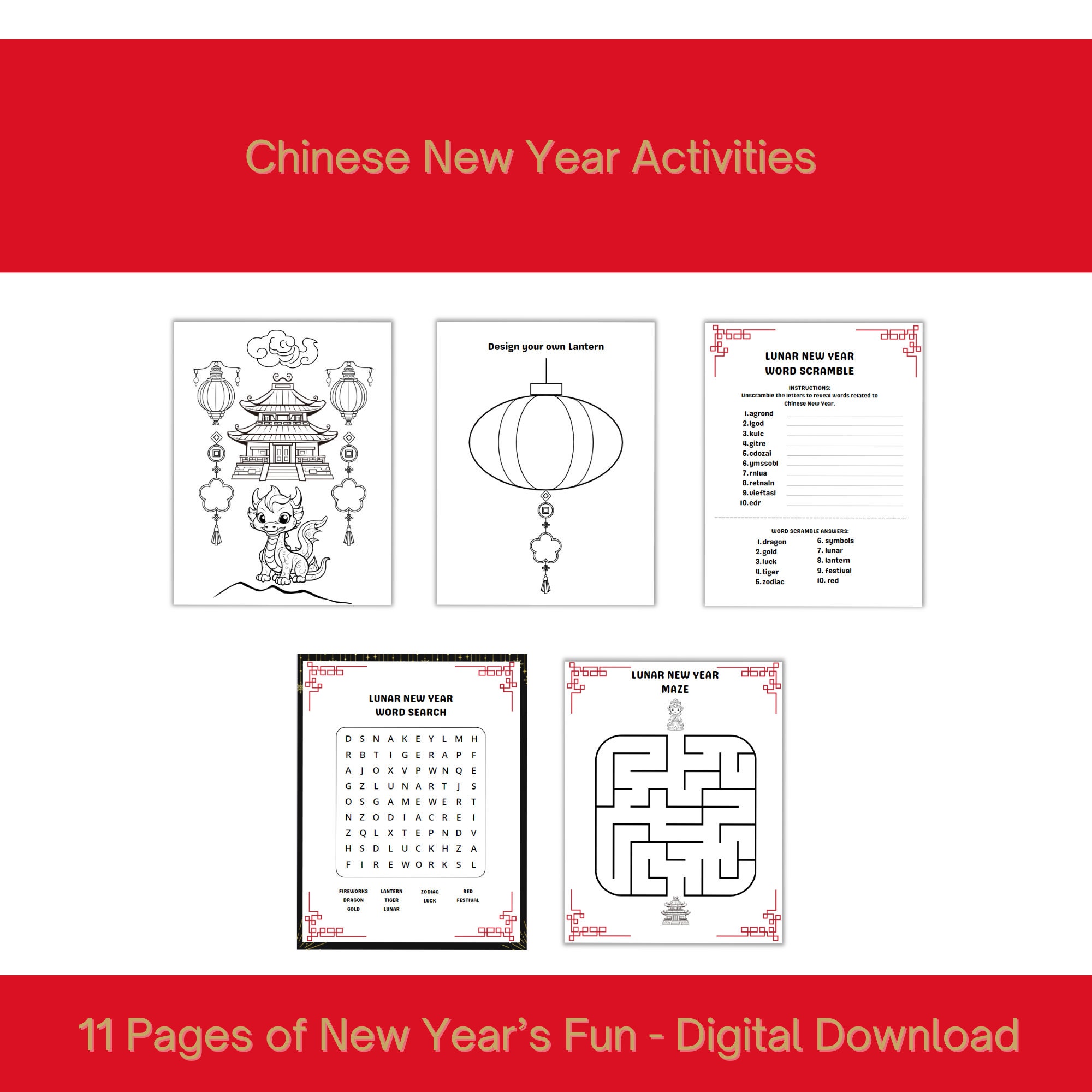Lunar New Year Worksheets, Chinese New Year Activities for Children ...