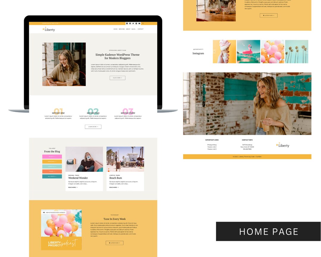 Wordpress Theme - LIBERTY - Simple 4 Page Website Design + Wordpress ...