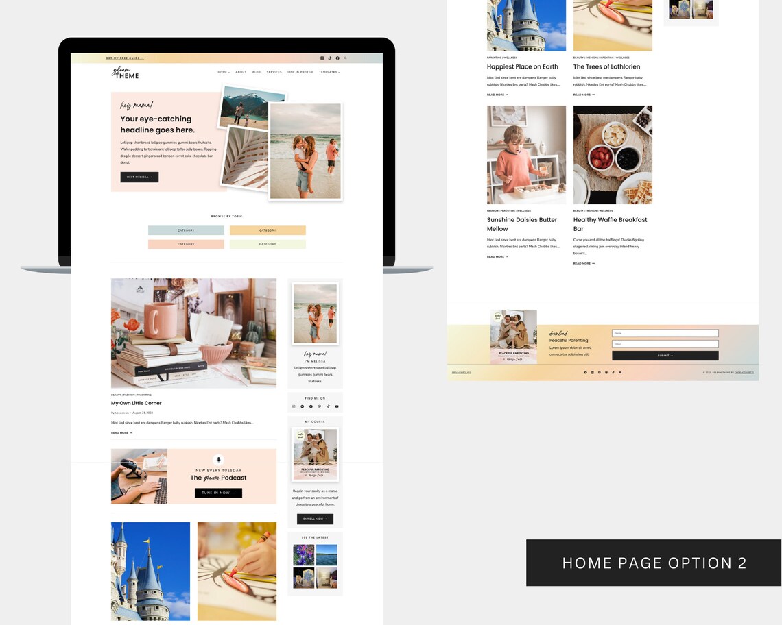 Gleam Wordpress Theme: Kadence Child Theme, Responsive Blog Template - Etsy