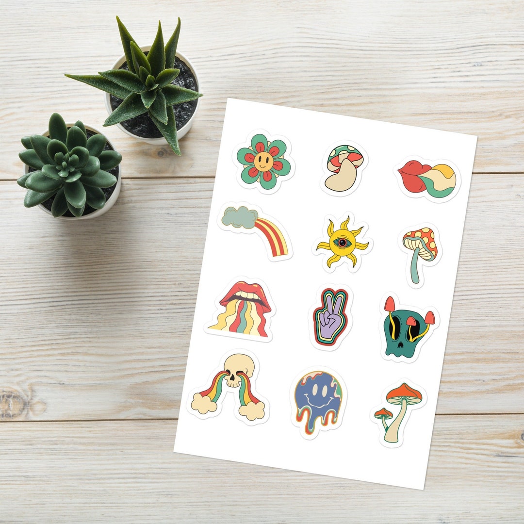 Sticker Sheet / Retro Psychedelic / Groovy 70s Style Decals - Etsy