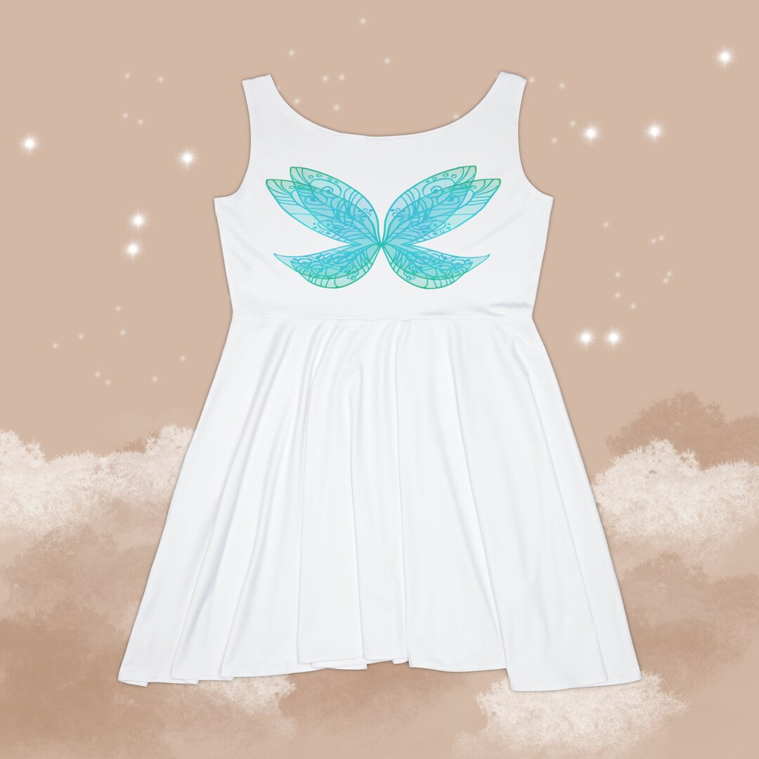 Fairy Wing Dress / Blue Wings, White Dress - Etsy