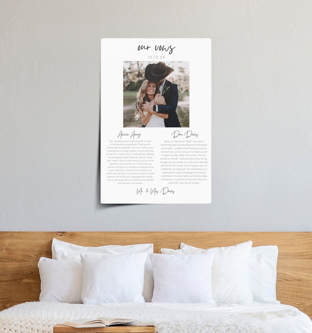Personalized Wedding Vows Poster / Perfect for Wedding, Anniversary ...