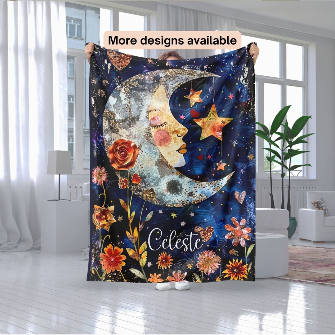 Celestial Gifts for Mom Birthday, Moon Blanket for Best Friend, Custom ...