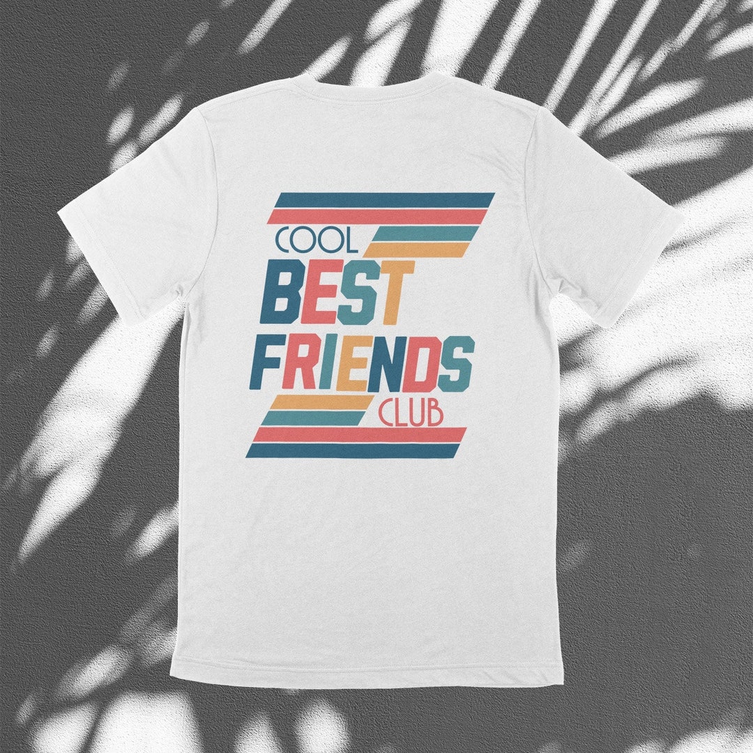 Cool Best Friends Club Front and Back Tshirt, Best Friends Gift, Cute Top, 90s Aesthetic, Smiley ...