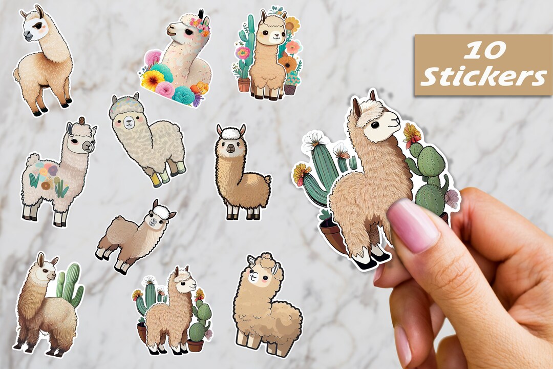 Cute Llama 10 Piece Matte Llama Sticker Pack Laptop Notebook Journal ...