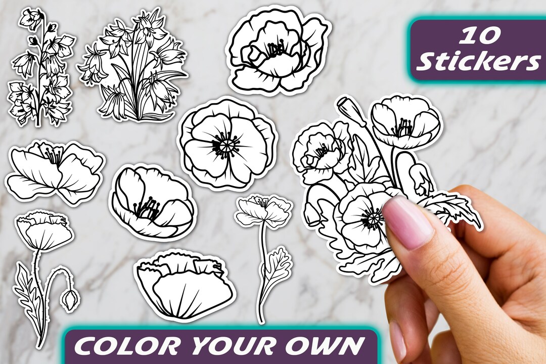 Color Your Own Stickers 10 Piece Matte Sticker Pack Laptop Notebook ...