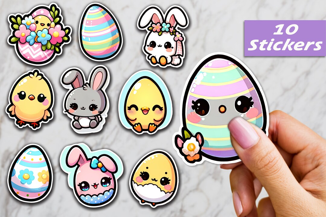 Cute Kawaii Easter Sticker Pack Kawaii Bunny Sticker Laptop Notebook ...