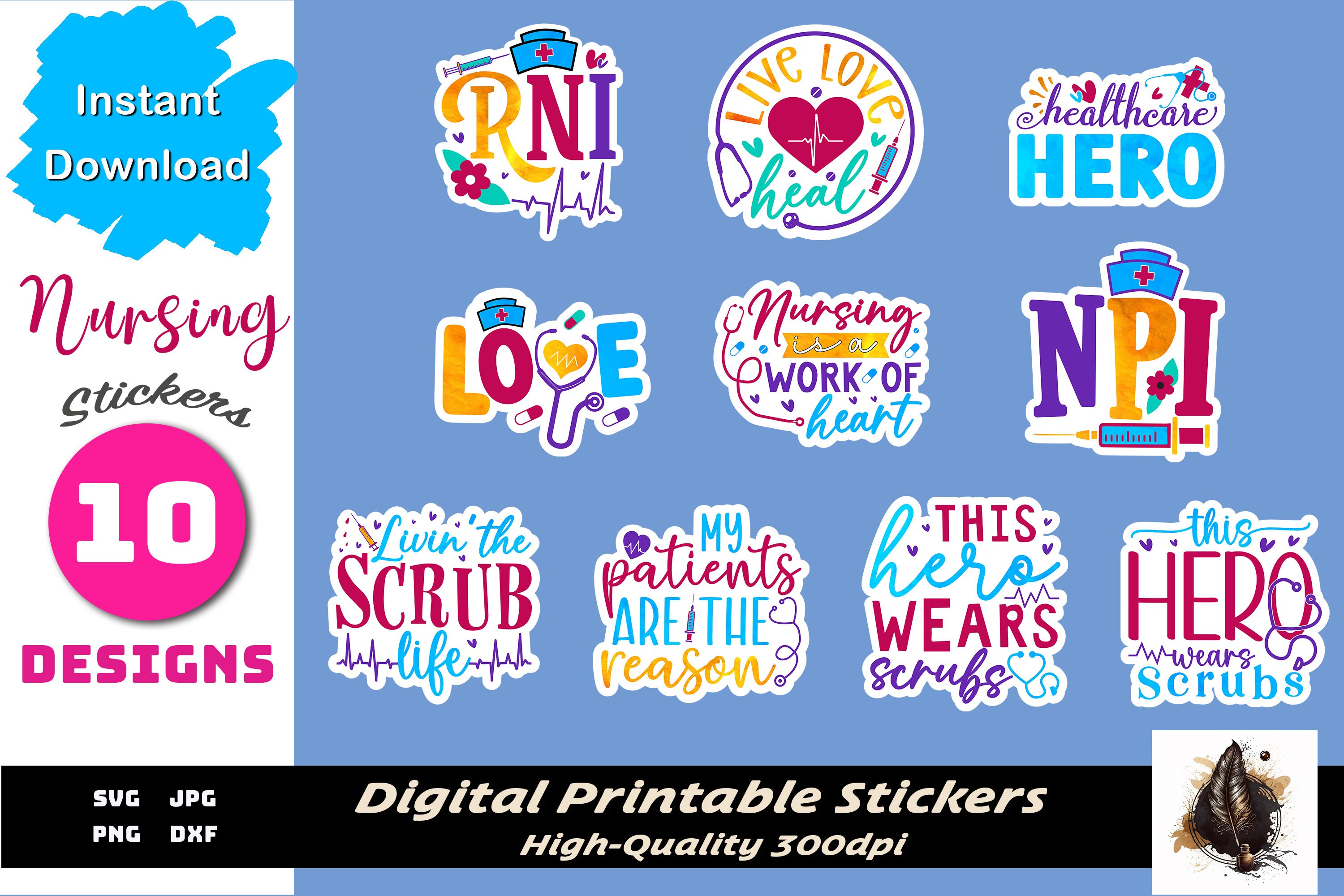 Nursing Sticker Bundle of Nursing Sticker Svg Files for Cricut Sticker ...