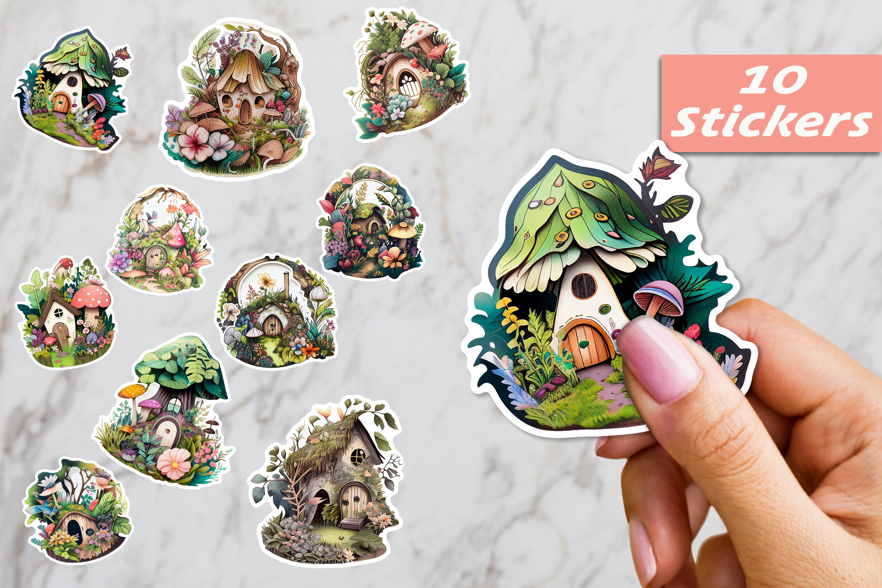 Cute Fairy House 10 Piece Matte Fairy Sticker Pack Laptop Notebook ...