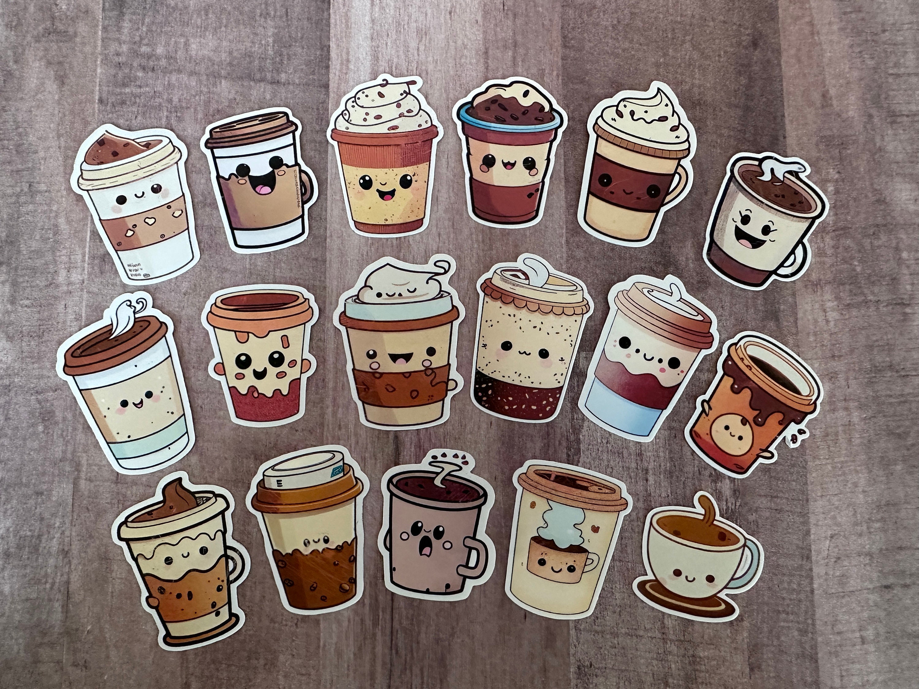 Cute Coffee 17 Piece Matte Sticker Pack for Laptop Notebook Journal ...