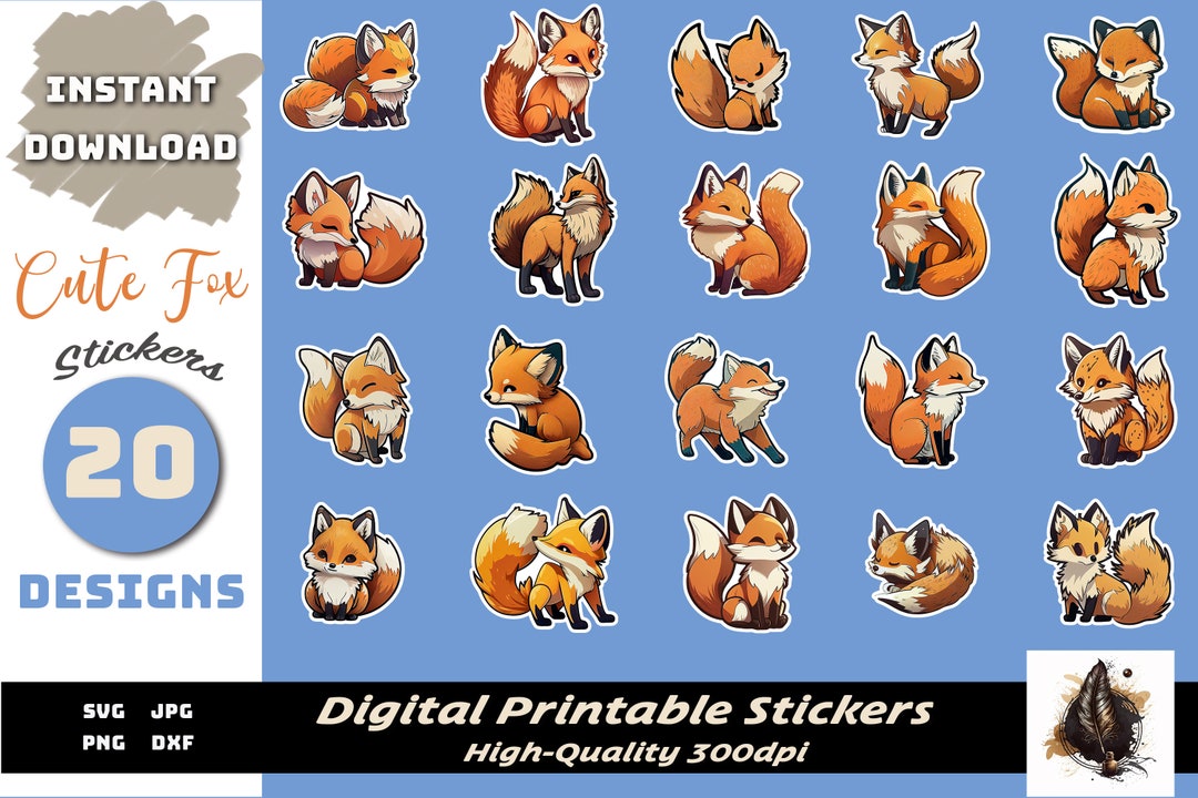 Cute Fox Sticker Bundle of Fox Sticker With Foxes Sticker Pack Print at ...