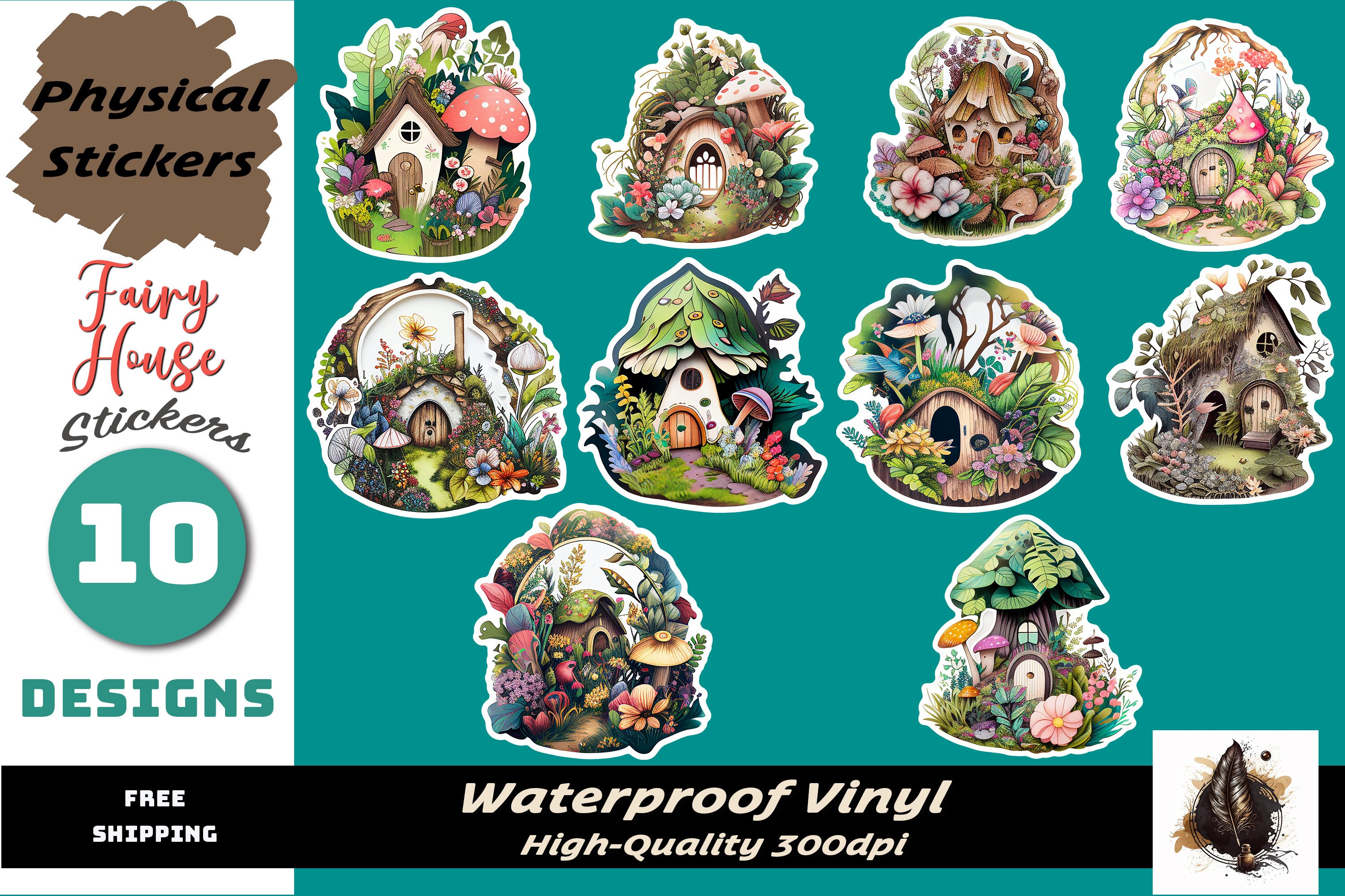 Cute Fairy House 10 Piece Matte Fairy Sticker Pack Laptop Notebook ...