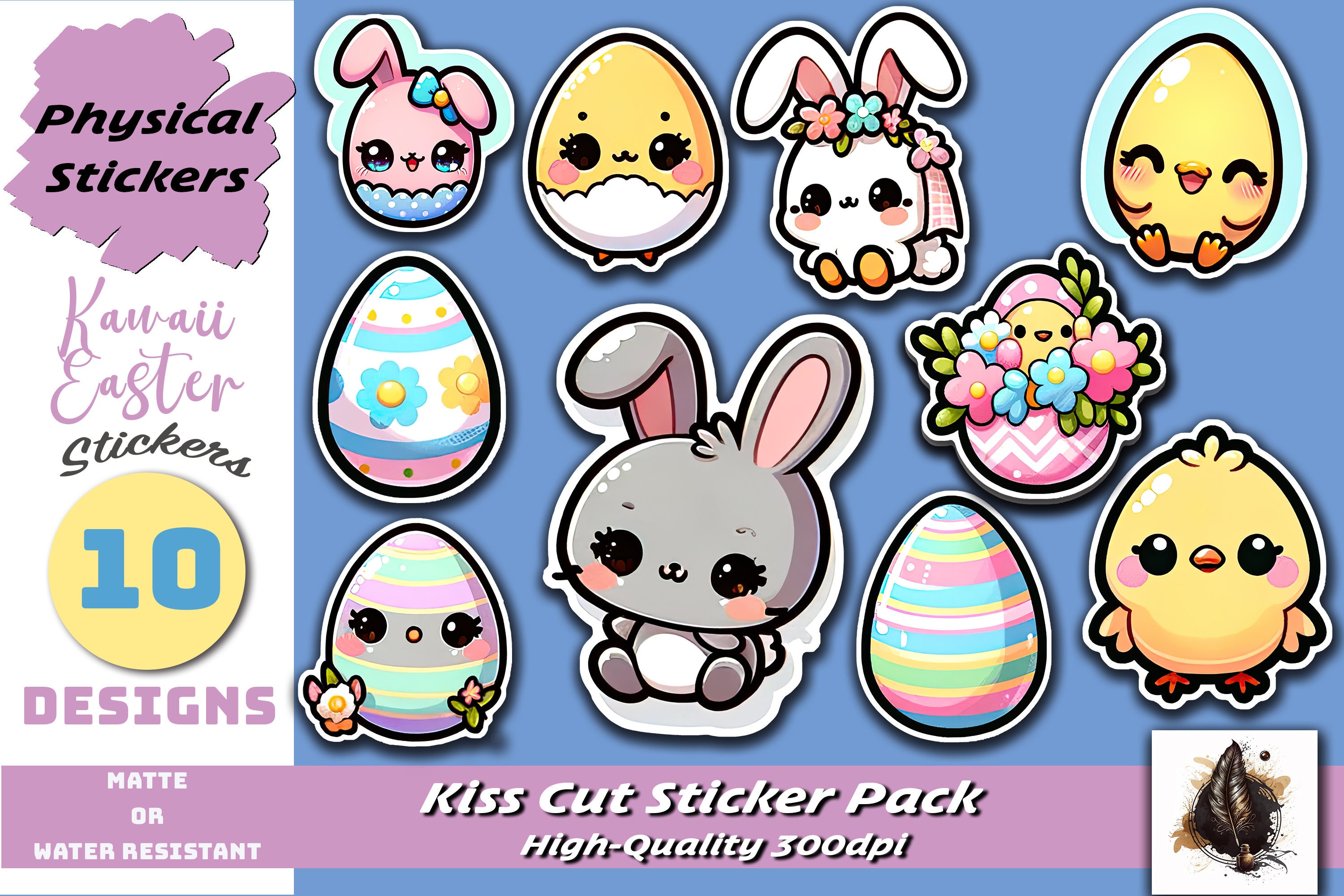 Cute Kawaii Easter Sticker Pack Kawaii Bunny Sticker Laptop Notebook ...