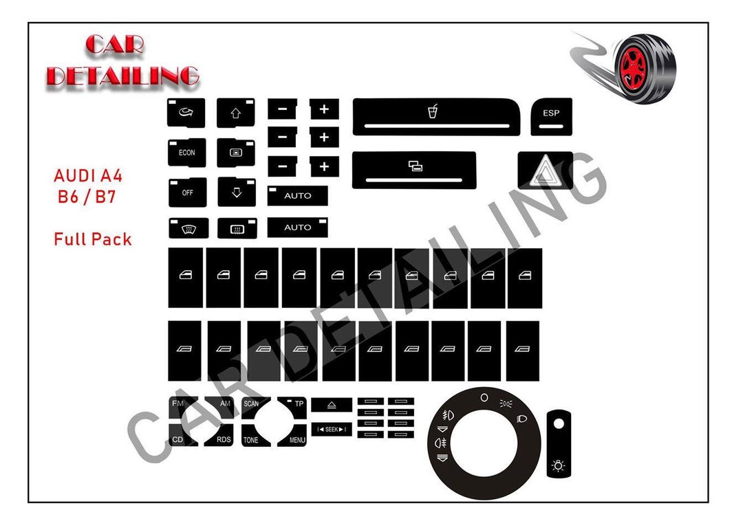 Audi A4 B6 , Audi A4 B7 Button, Repair Set of Vinyl Decals for Audi A4 ...