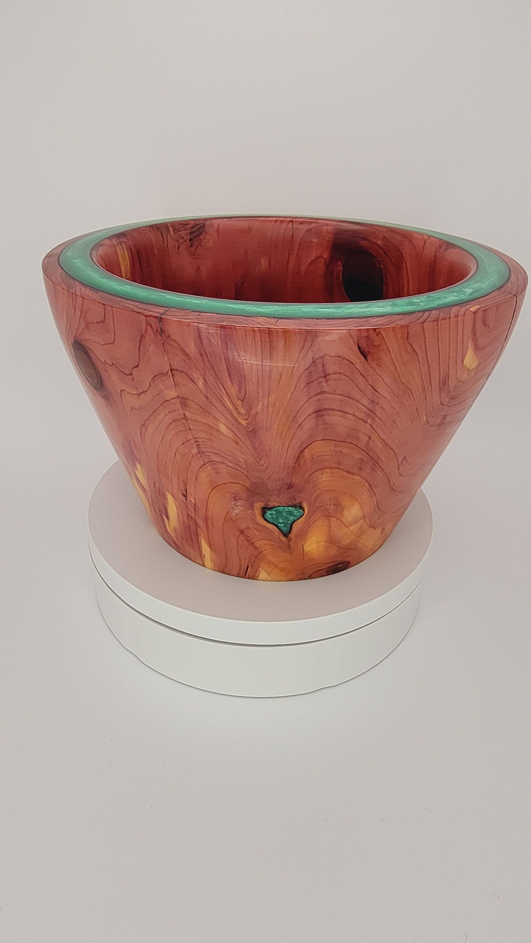 Cedar Bowl With Turquoise Inlay - Etsy