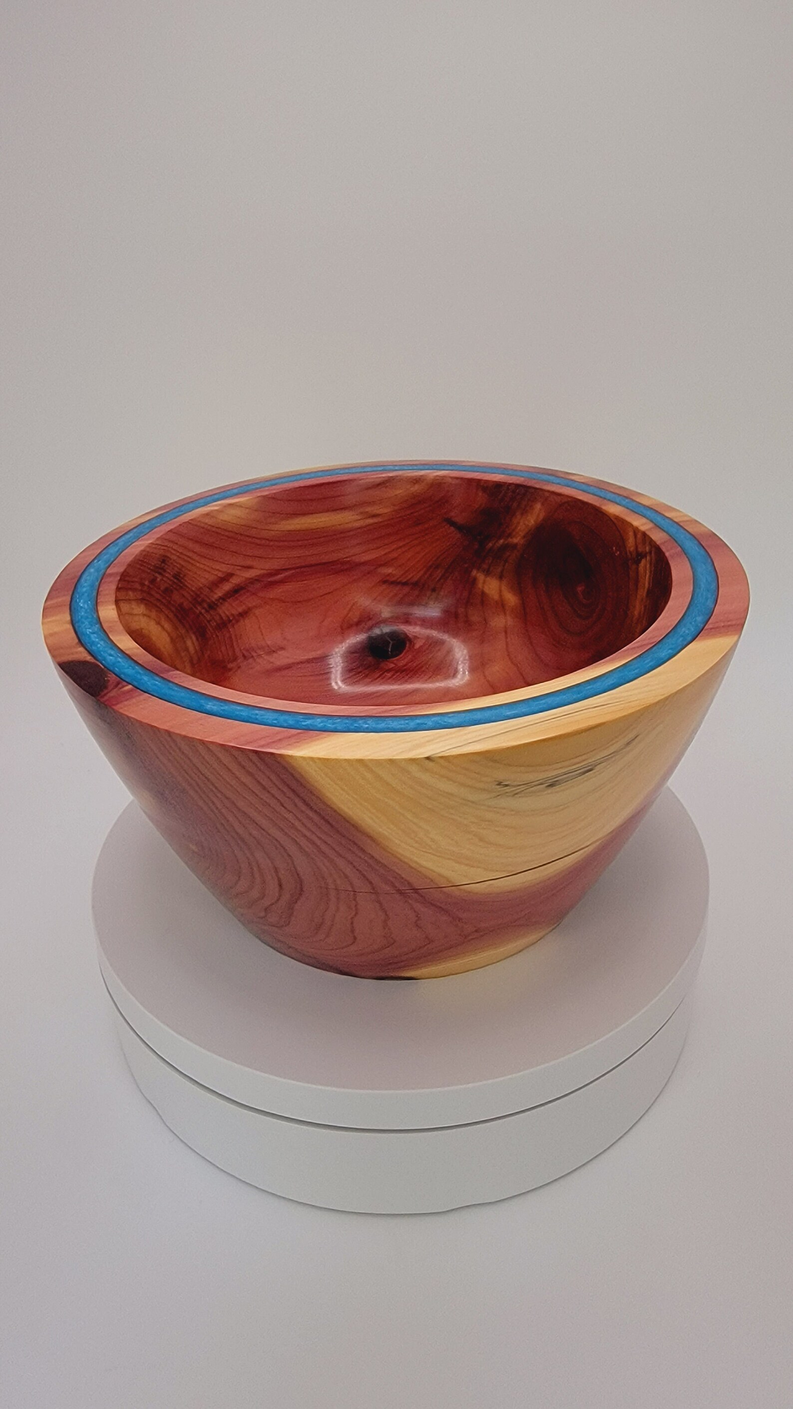 Cedar Bowl With Blue Resin - Etsy