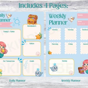 Kawaii Little Mermaid Printable Planner, Cute Planner, Daily Planner ...