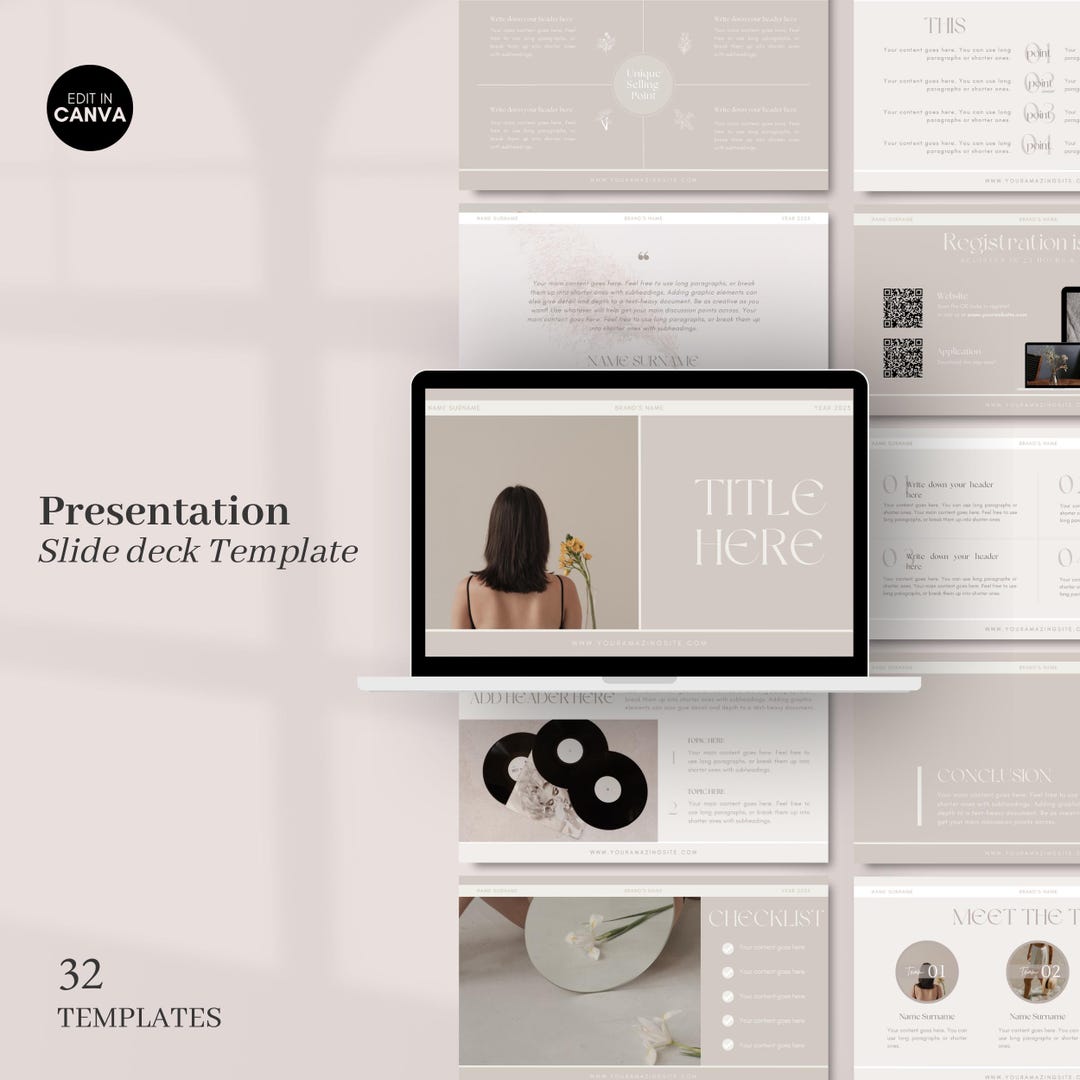 Canva Slide Deck Template Editable Canva Presentation Template Course ...
