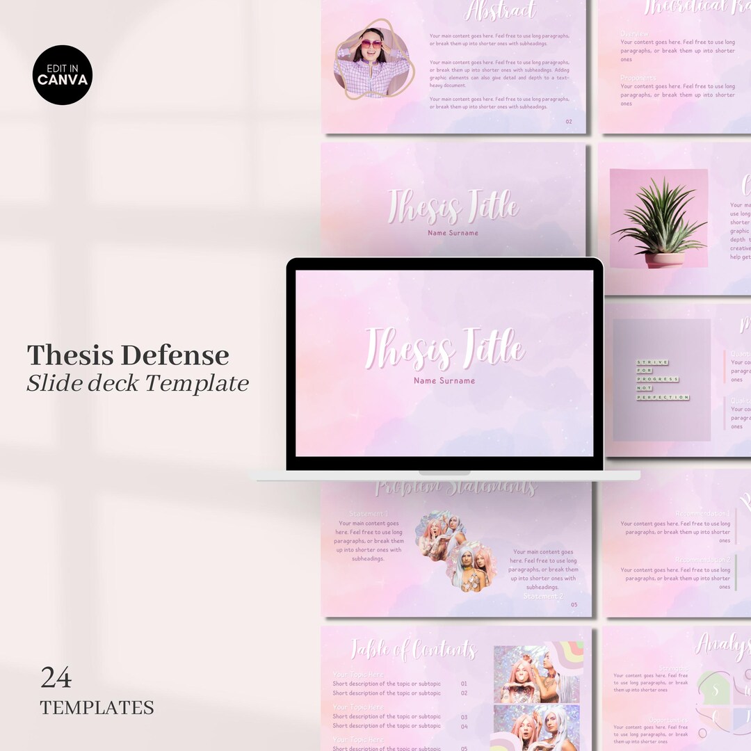 Canva Presentation Template Editable Canva Template Thesis Defense ...