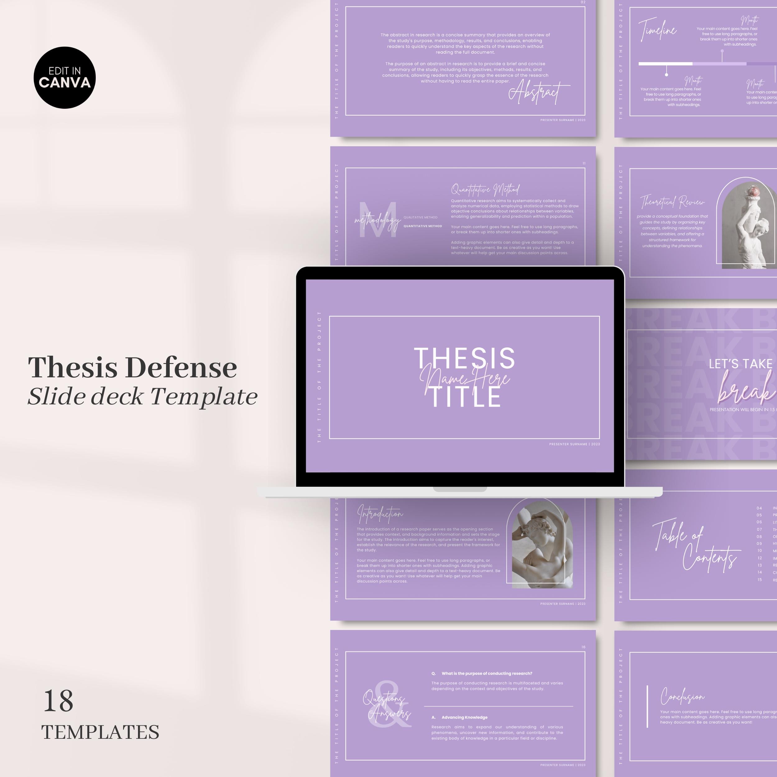 Thesis Defense Presentation Template | Editable Canva Slides - Etsy