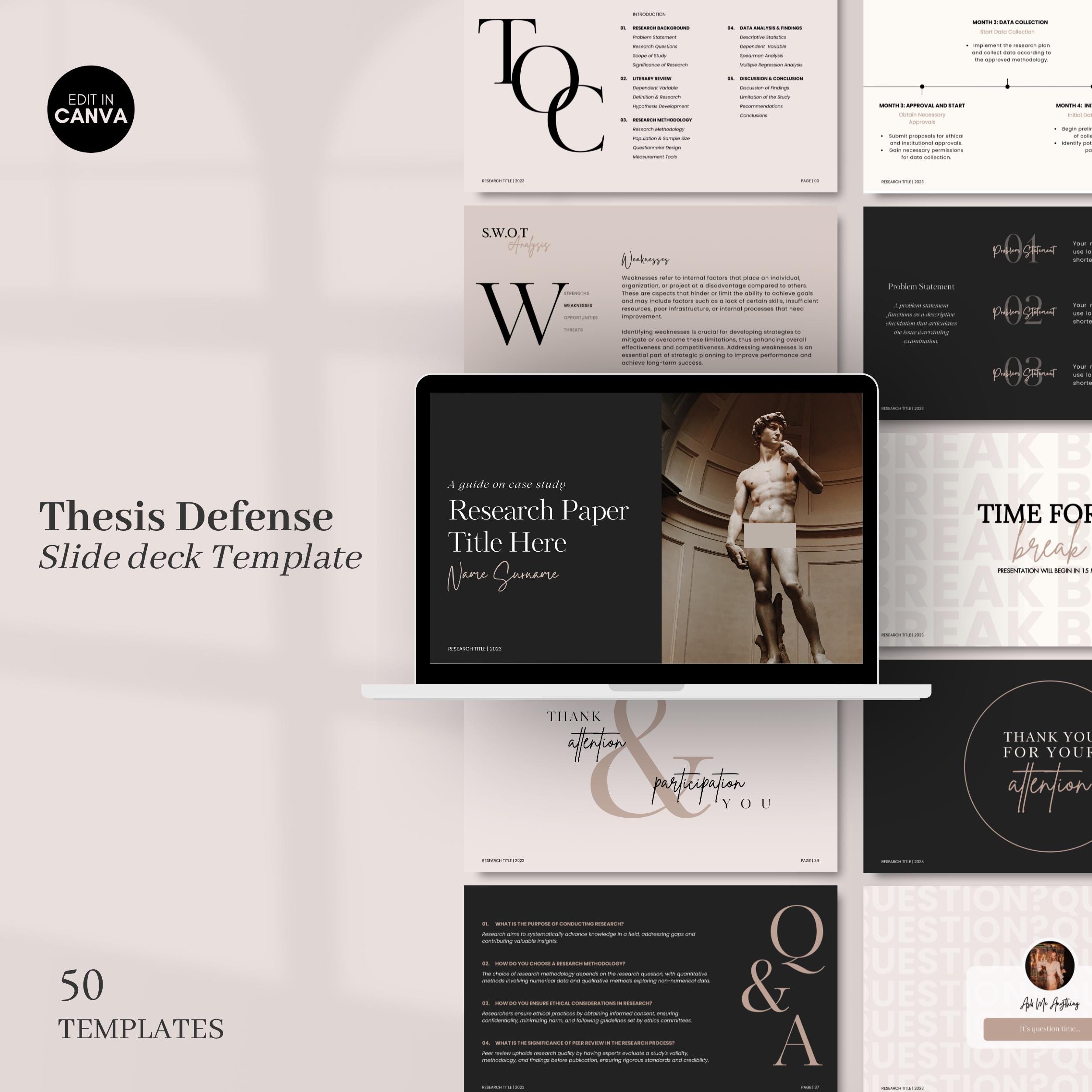 Canva Presentation Template Editable Canva Template Thesis Defense ...