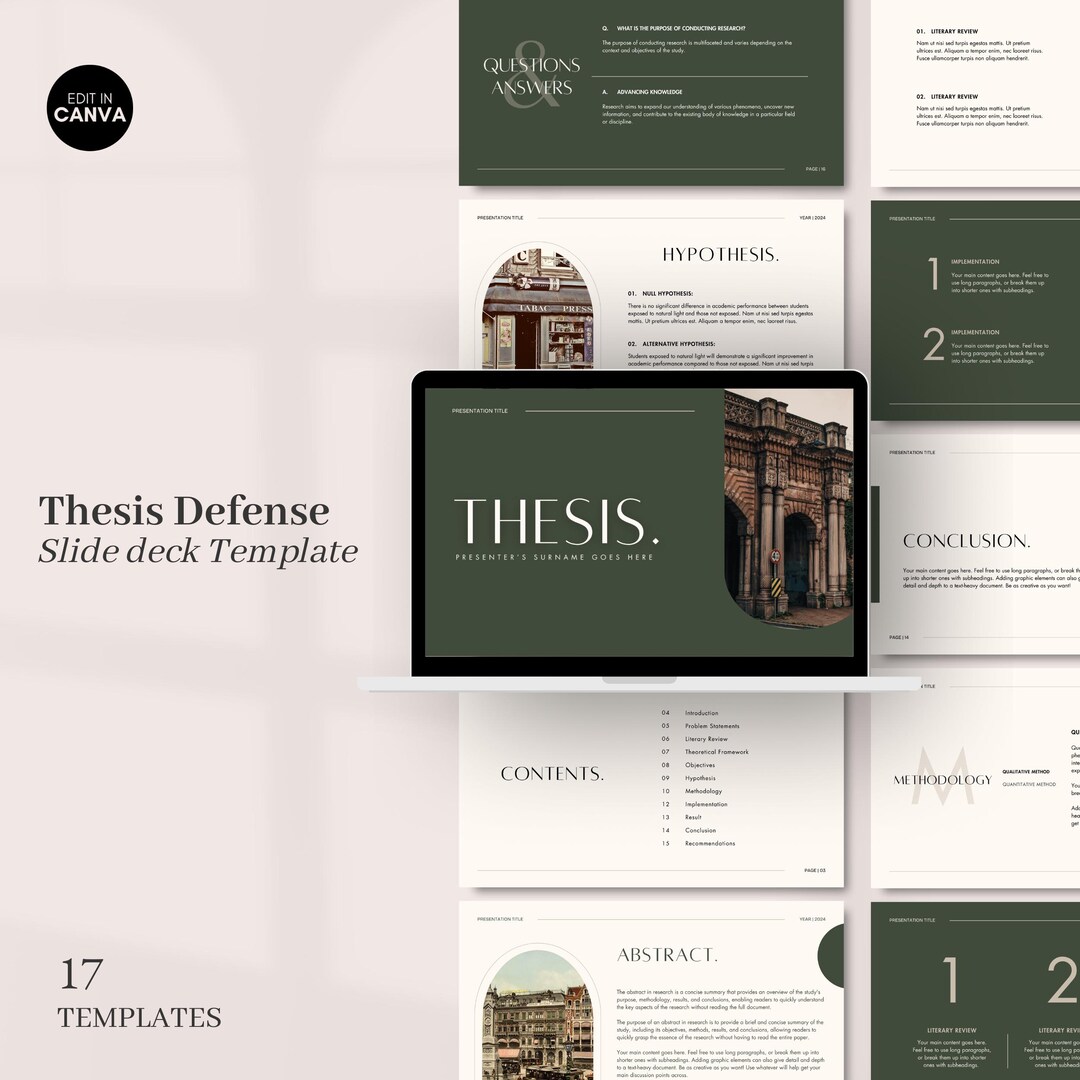 Canva Presentation Template Editable Canva Template Thesis Defense ...