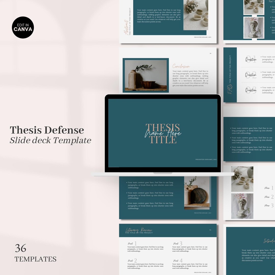 Canva Presentation Template Editable Canva Template Thesis Defense ...