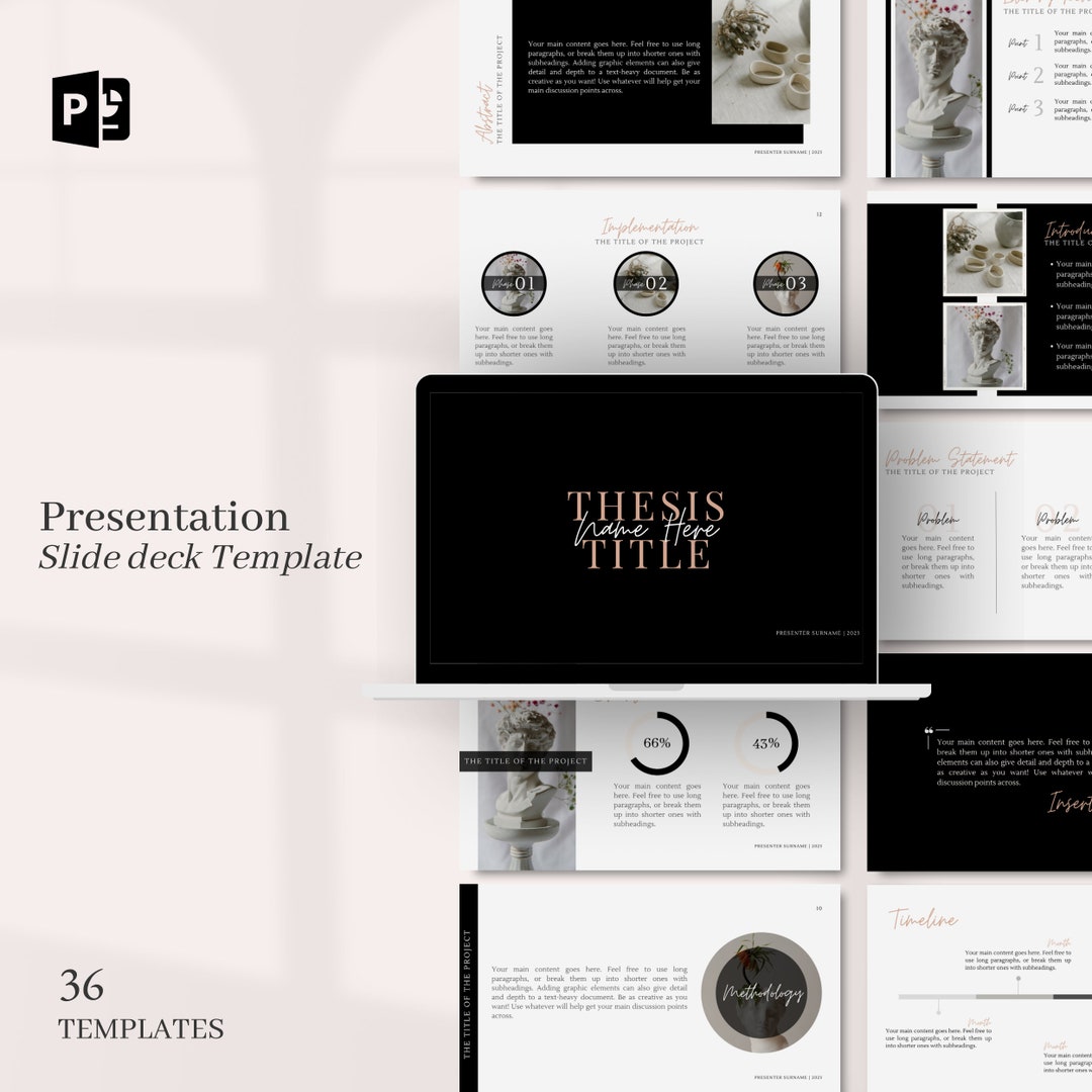 Powerpoint Presentation Slide Thesis Defense Slide Deck Template Customizable PPT Slides ...