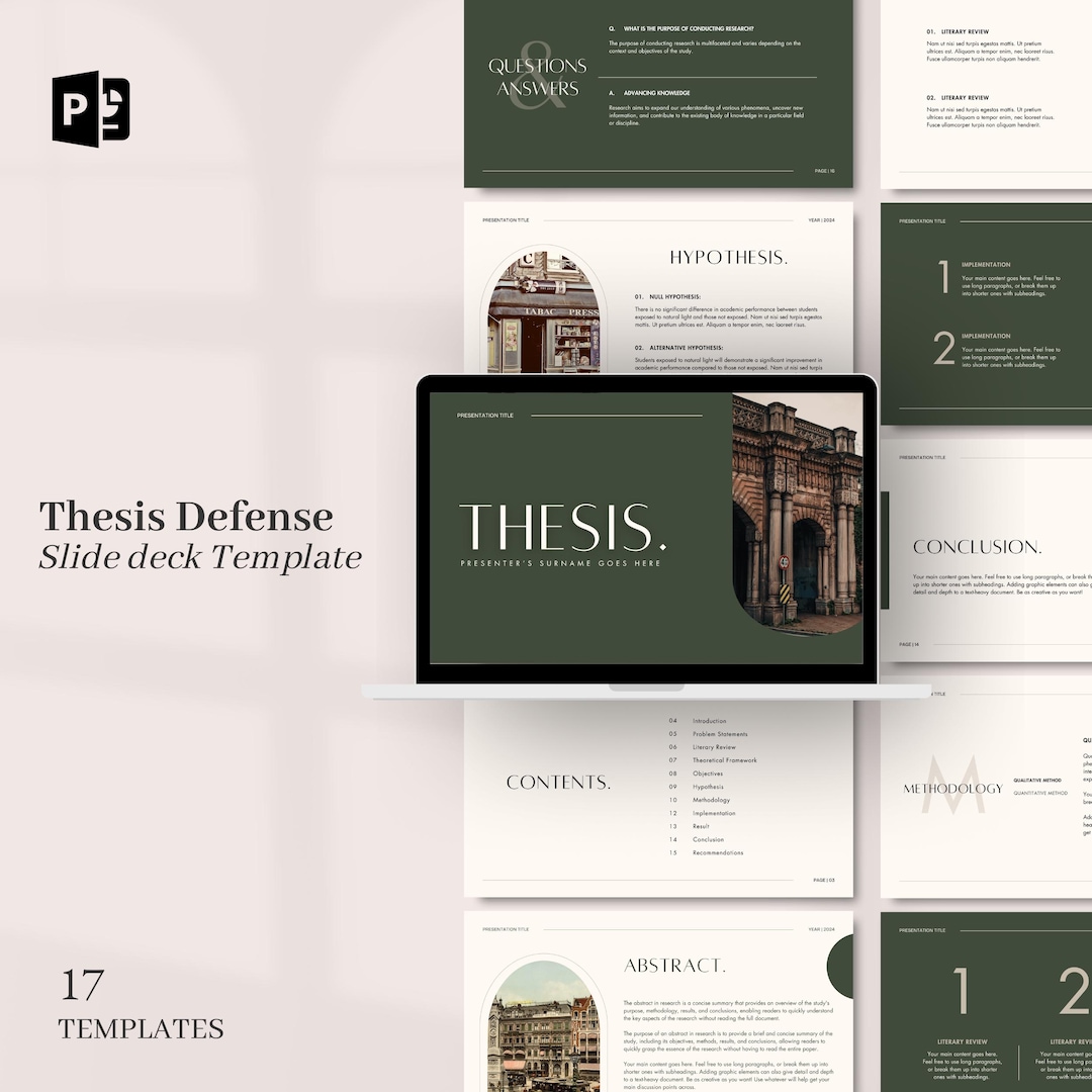 Powerpoint Presentation Template Thesis Defense Slide Deck Customizable PPT Slide Master ...
