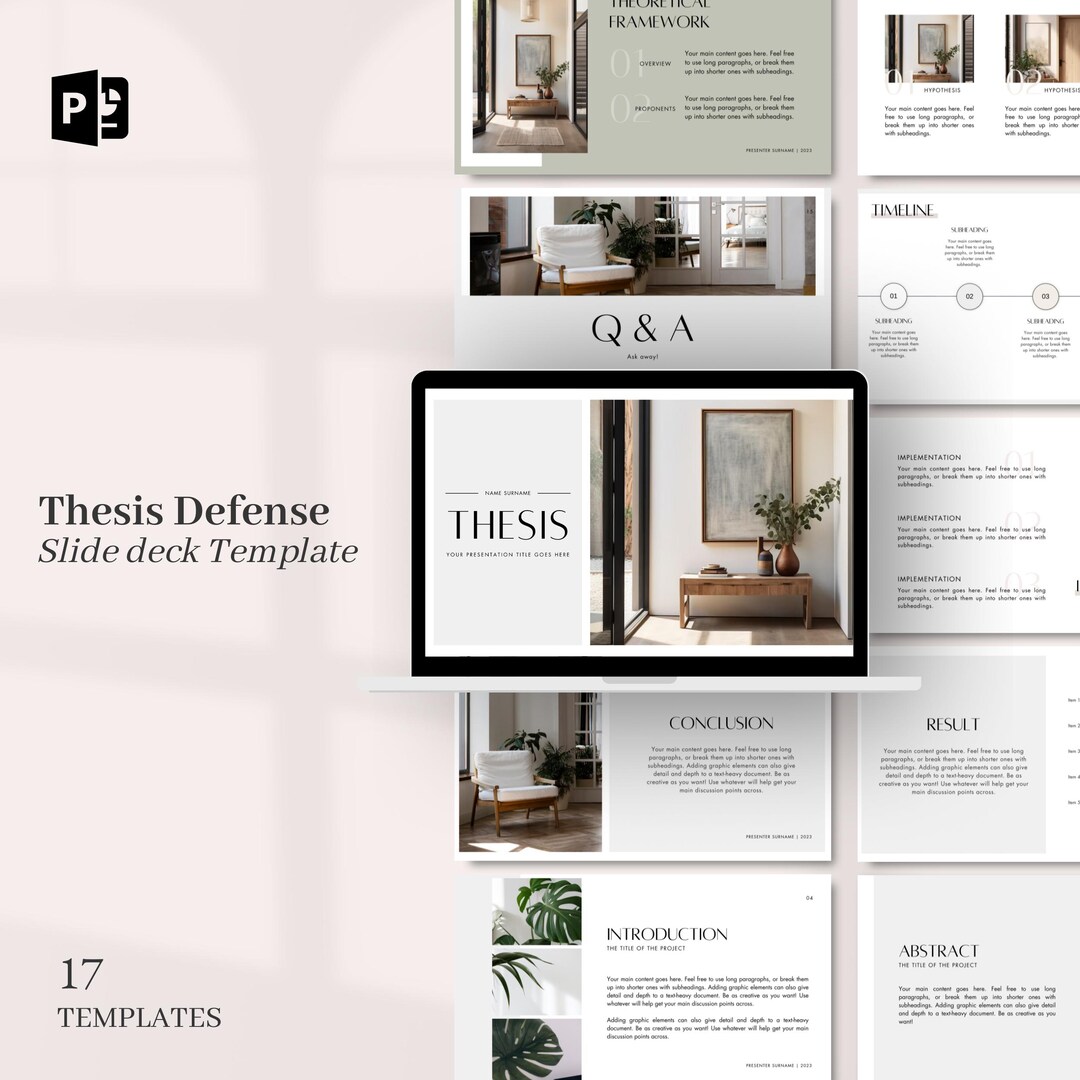 Powerpoint Presentation Template Thesis Defense Slide Deck Customizable ...