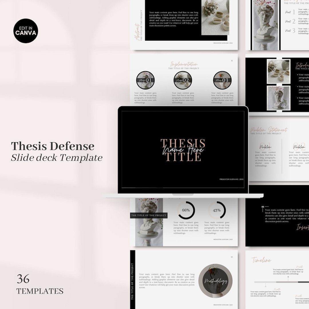 Canva Presentation Template Editable Canva Template Thesis Defense ...