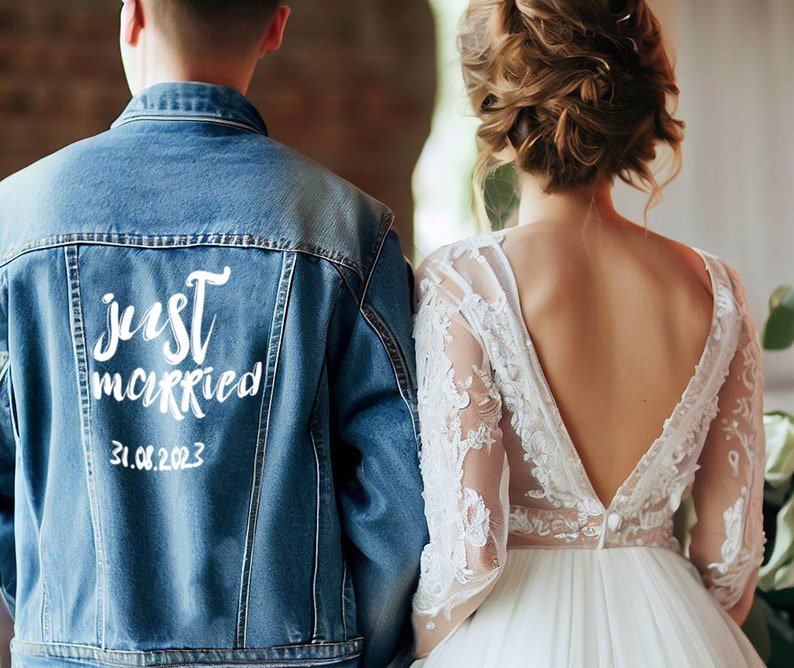 Just Married Denim Couple Jackets Bride Groom Jean Jacket - Etsy