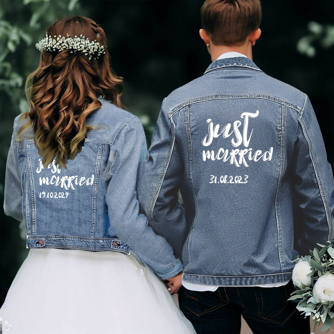Just Married Denim Couple Jackets Bride Groom Jean Jacket Personalised ...