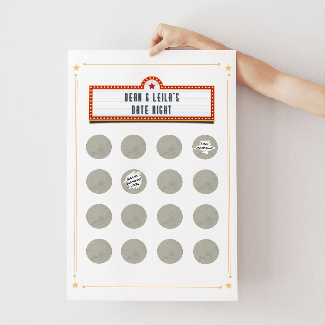 Personalised DIY Date Night Scratch Poster for Couples, Movie Date ...
