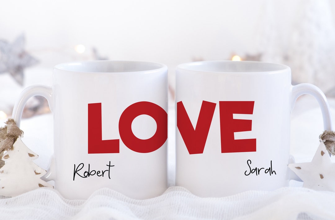Personalized Couples Mug Set: Love Letter Ceramic Mugs - Etsy