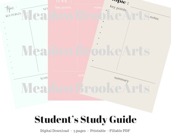 Printable Aesthetic Exam Revision Planner Template - Etsy