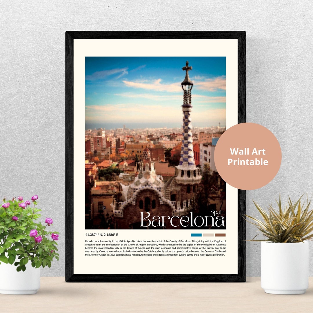 Barcelona Print Digital Wall Art Barcelona Wall Art Barcelona Poster ...